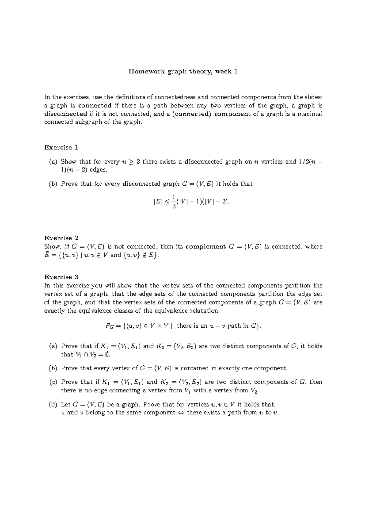 Ex-graph 1 - opdrachten van graphtheory week 1 - Homework graph theory ...