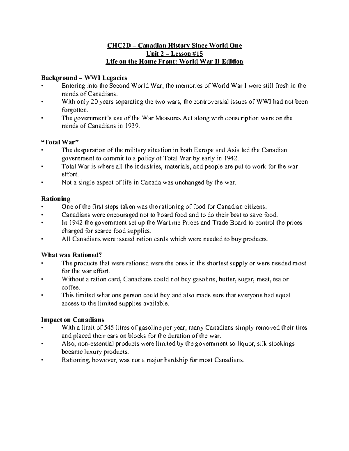 Course Notes 3.4 Homefront (WWII) - CHC2D – Canadian History Since ...