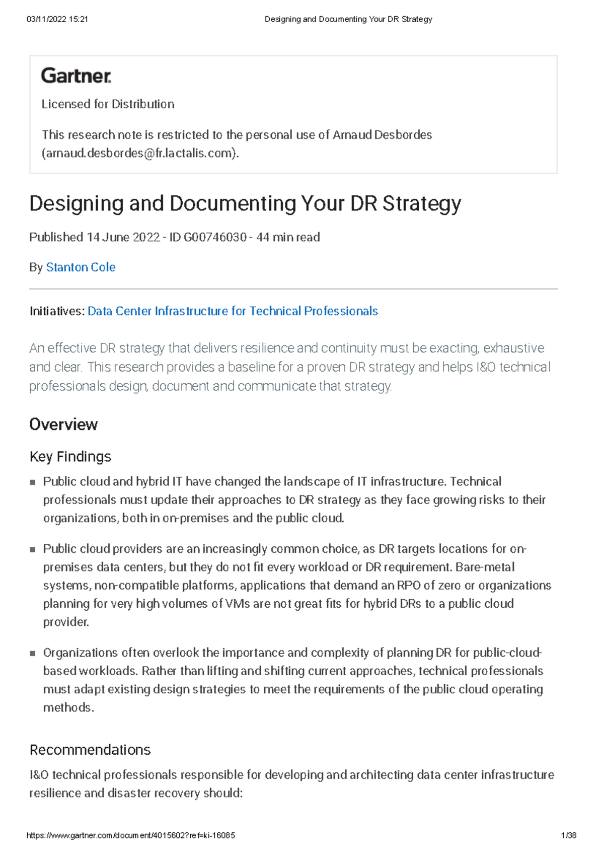 Designing and Documenting Your DR Strategy - Overview Key Findings ...
