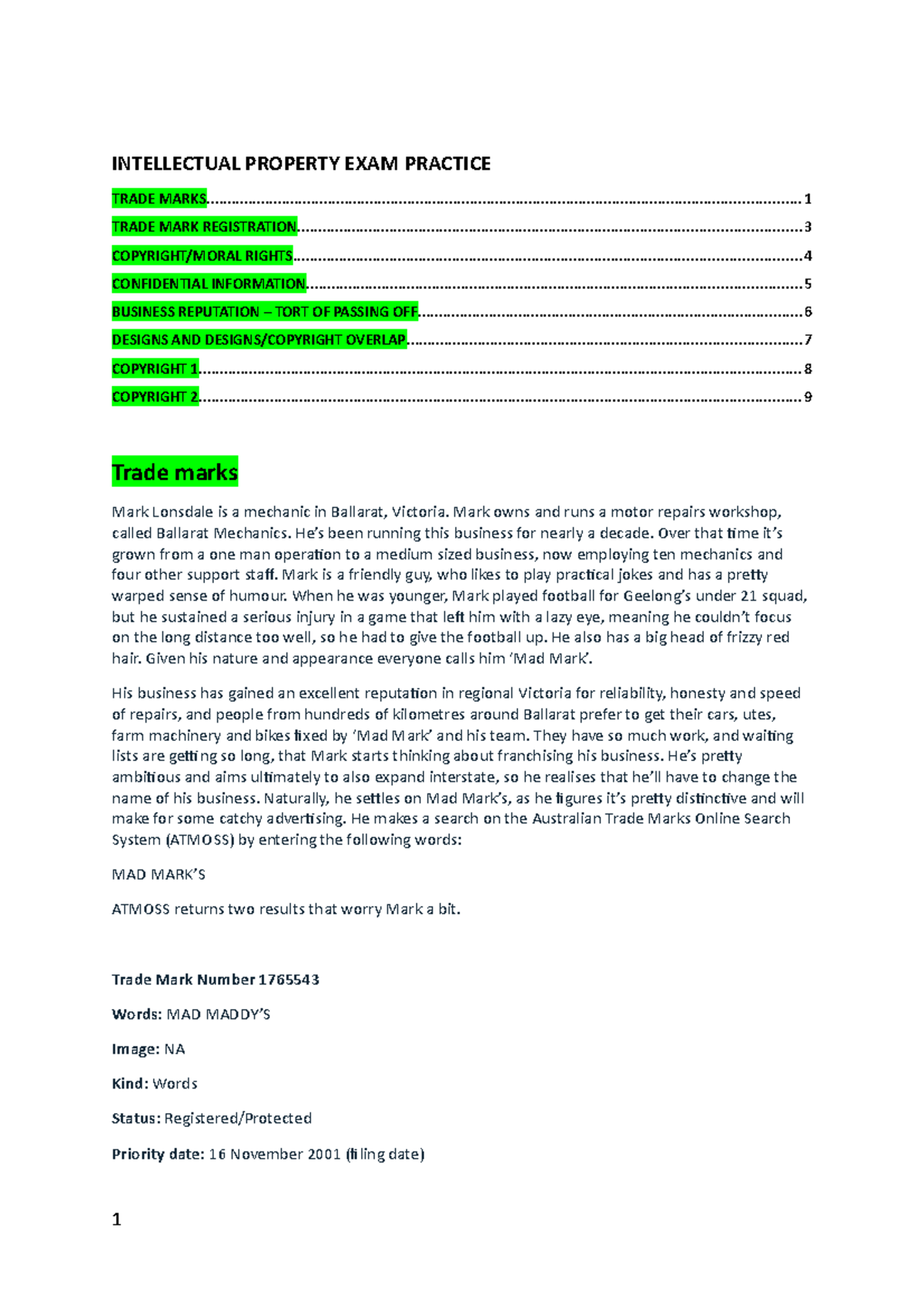 IP practice questions - INTELLECTUAL PROPERTY EXAM PRACTICE TRADE - Studocu