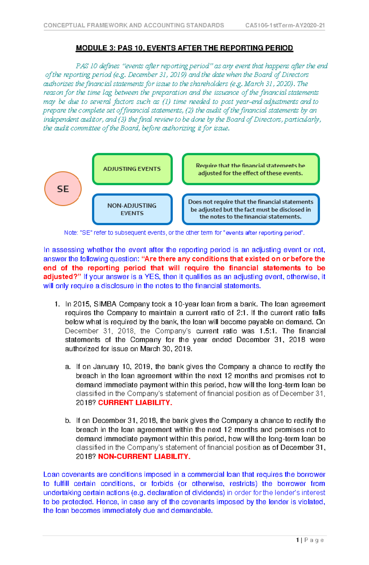 Module 3 - Events After the Reporting Period - Note: