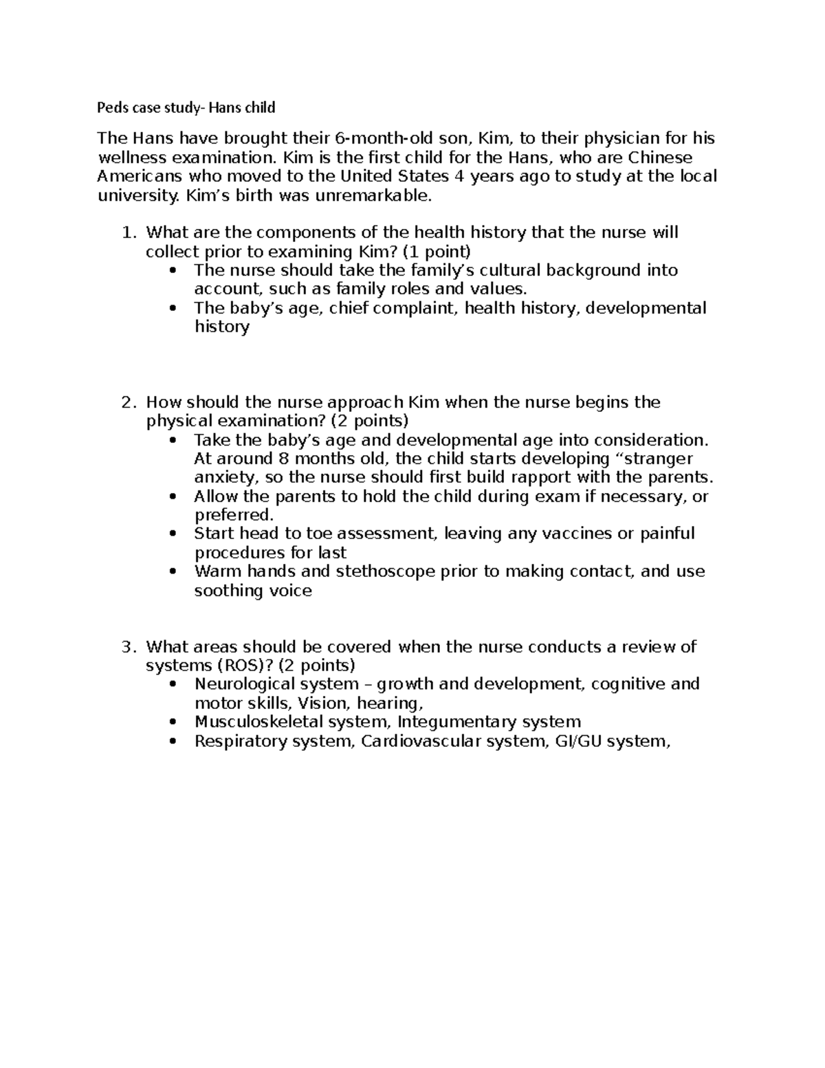 Case study- Hans child - Peds case study- Hans child The Hans have ...