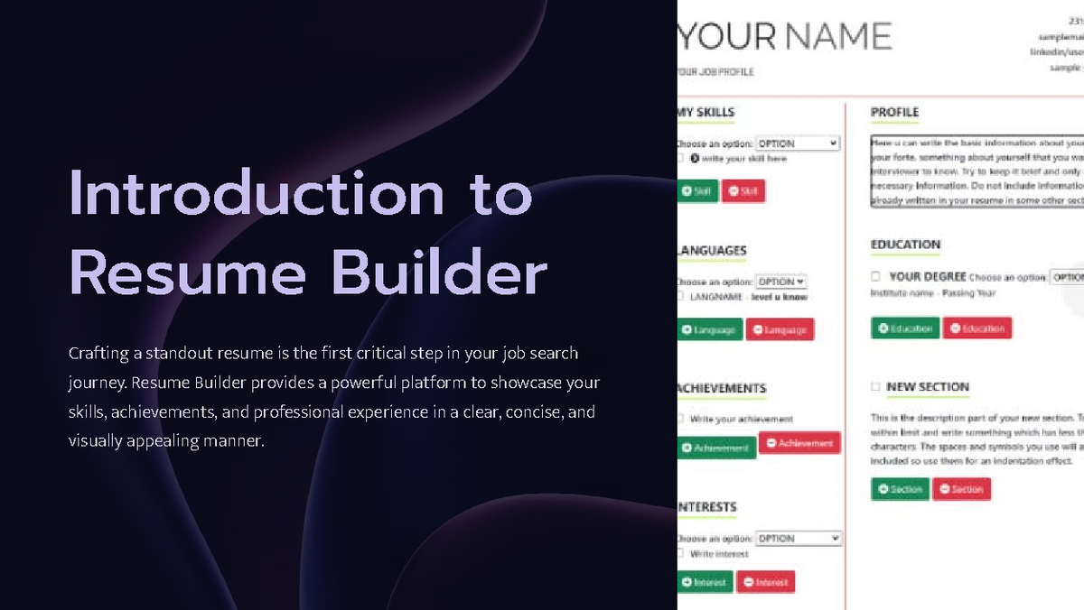 Introduction-to-Resume-Builder - Introduction to Resume Builder Crafting a standout resume is ...