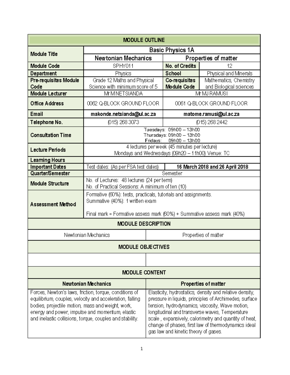 SPHY011 Mechanics Study Guide 2018 - Warning: TT: undefined function ...