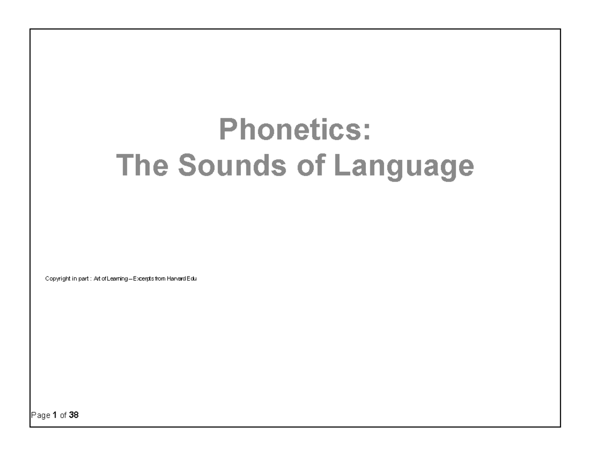 Phonetics - Test Sample - Phonetics: The Sounds of Language ...
