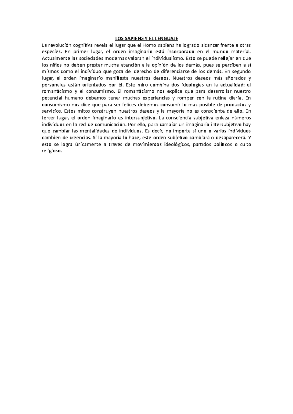 Texto DE LOS Sapiens Y EL Lenguaje KNKLK - LOS SAPIENS Y EL LENGUAJE La ...