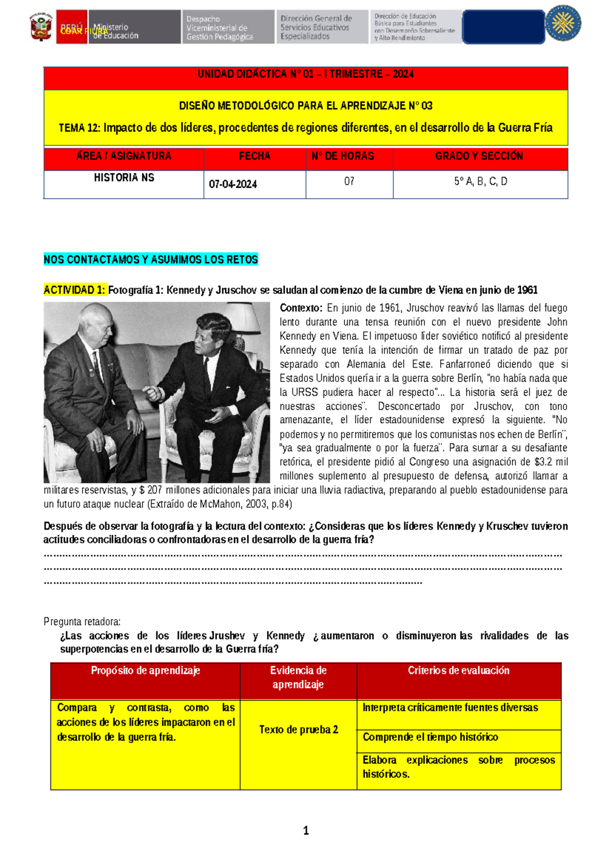 DMPA 03 Historia NS 5TO - resumen de la Guerra fría - UNIDAD DIDÁCTICA ...