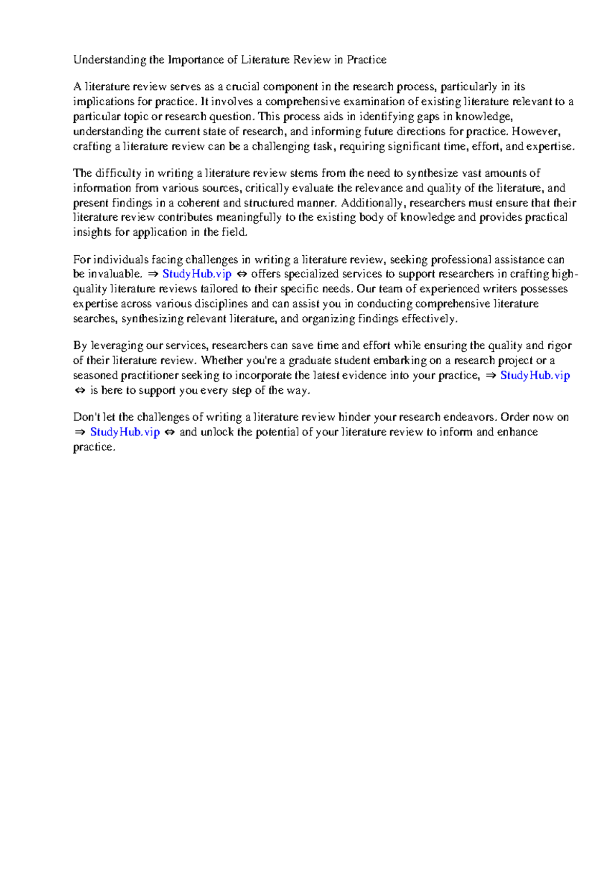 Literature Review Implications For Practice - Understanding the ...