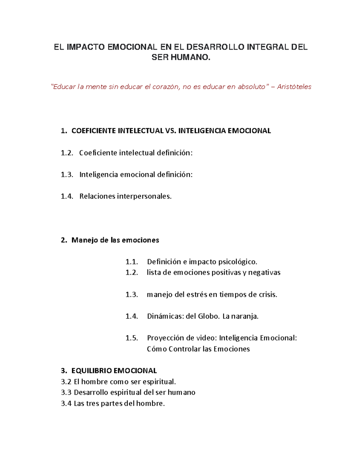 EL Impacto Emocional EN EL Desarrollo - EL IMPACTO EMOCIONAL EN EL ...