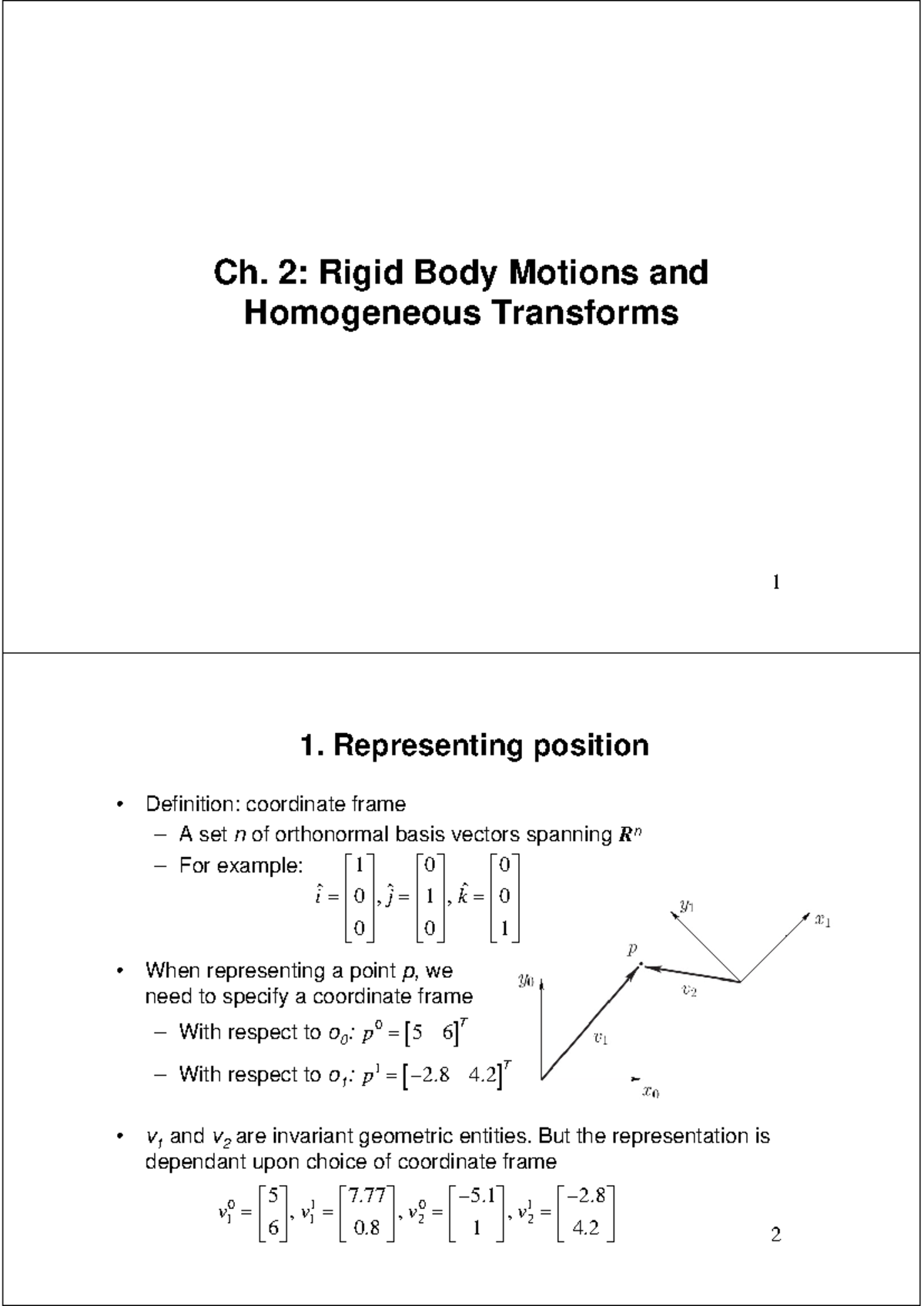 Xlec02 - lecture - 1 Ch. 2: Rigid Body Motions and Homogeneous ...