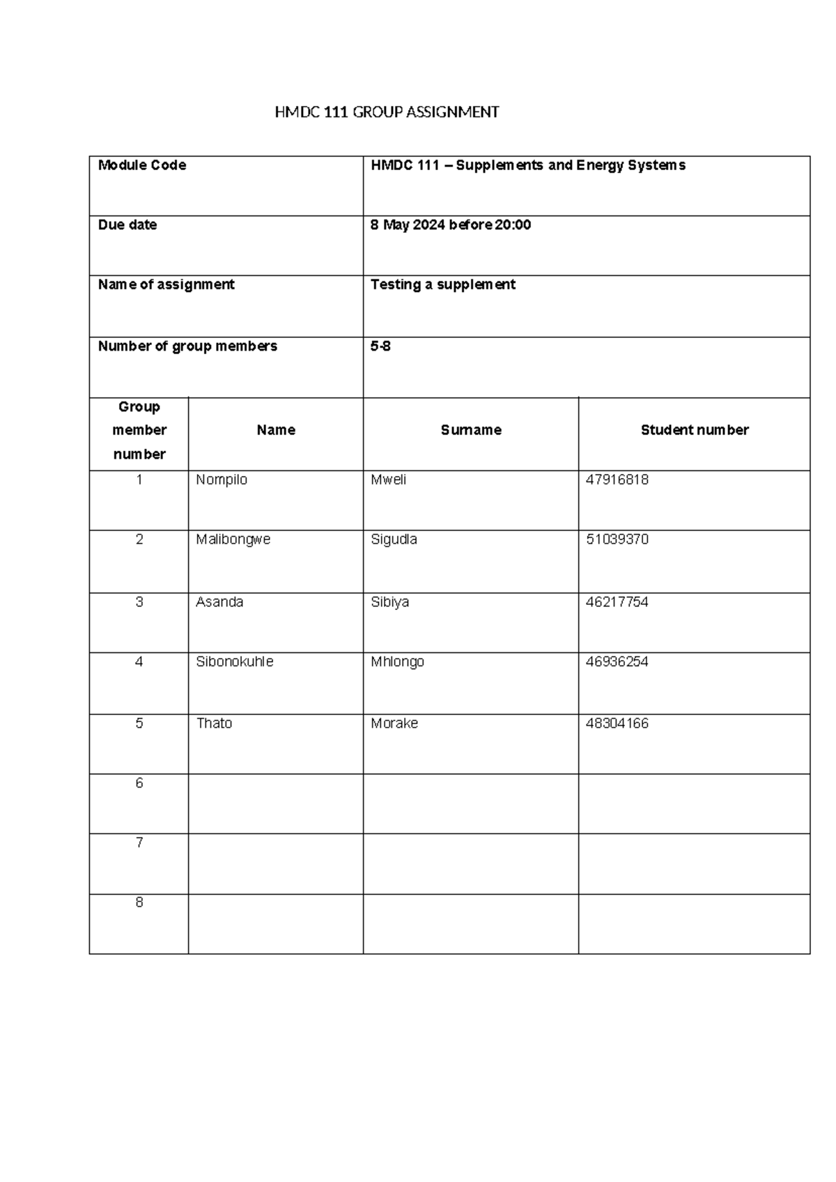 HMDC 111 Group Assignment - HMDC 111 GROUP ASSIGNMENT Module Code HMDC ...