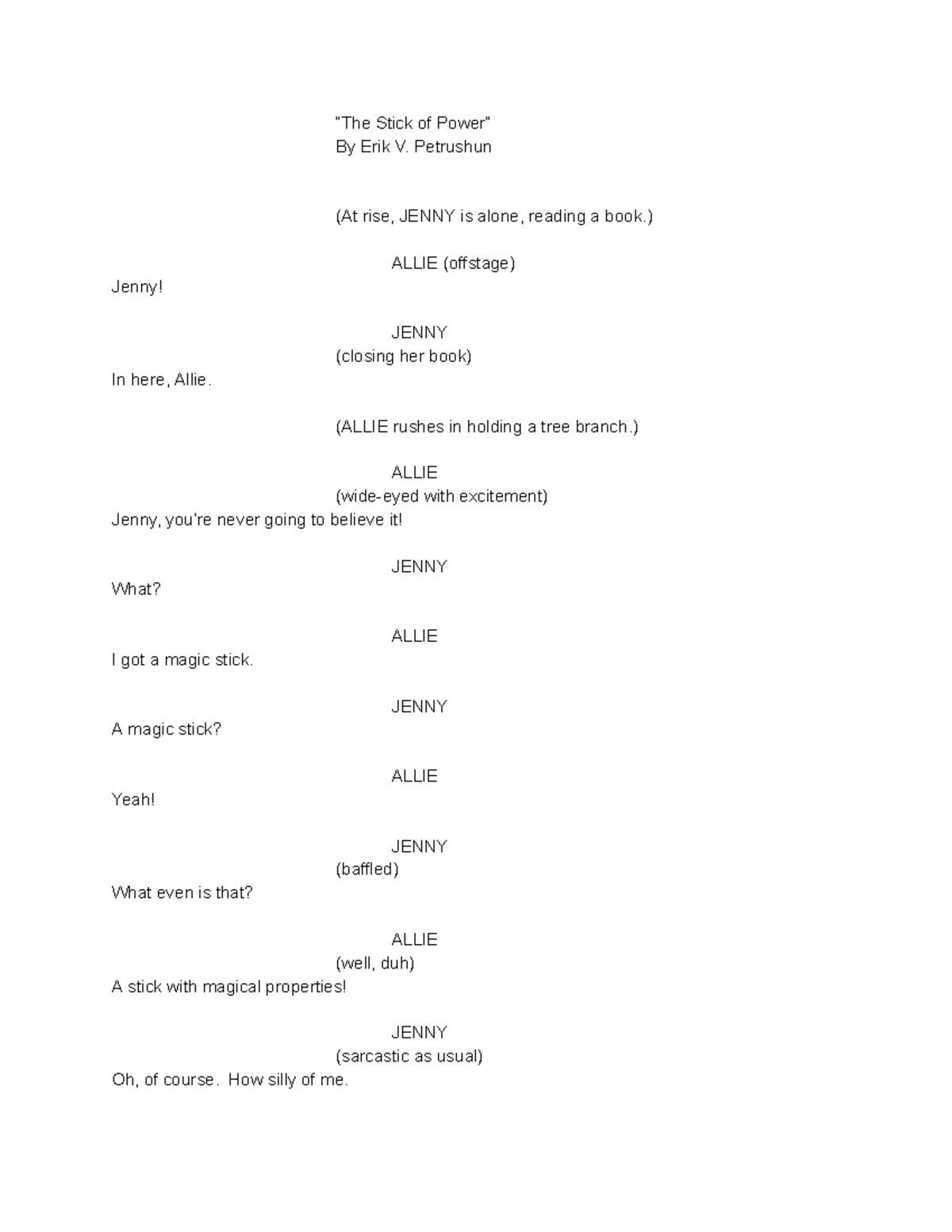 “The Stick of Power” - Google Docs - “The Stick of Power” By Erik V ...