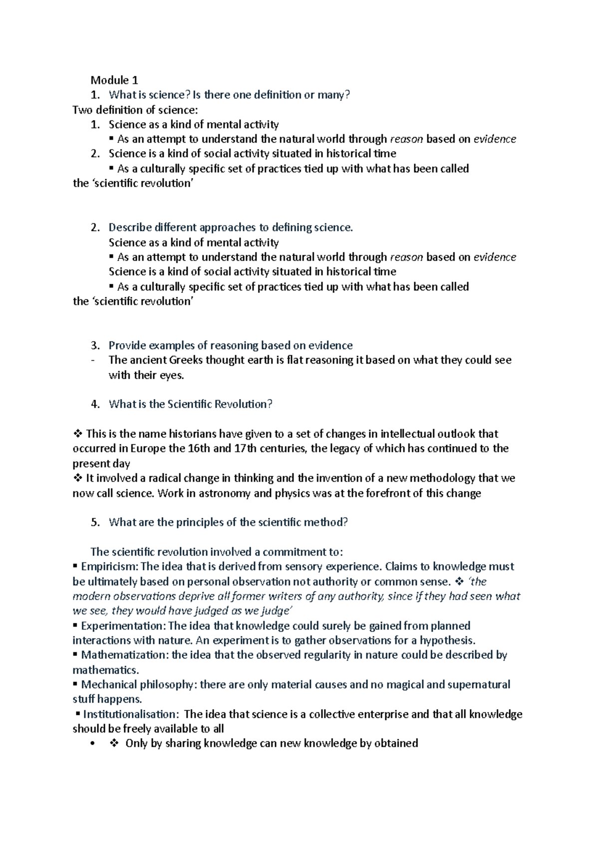 Module 1psychology 1B - Lecture notes - Module 1 What is science? Is ...