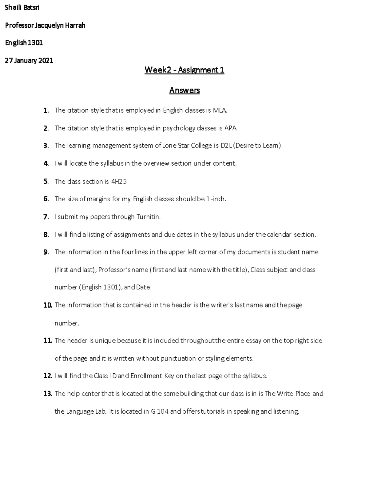 Week 2 Assignment 1 - Week 2 - Assignment 1 Answers The citation style ...