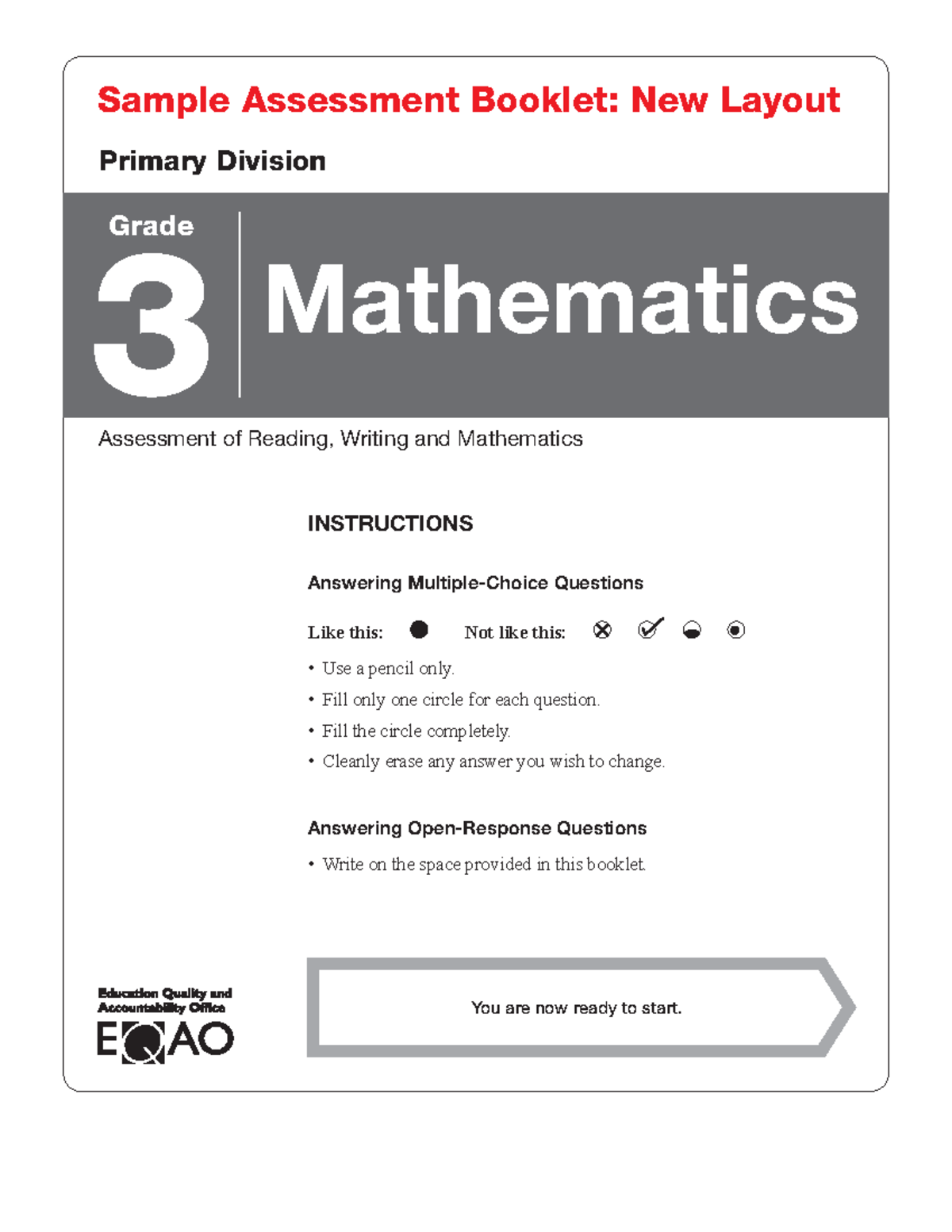 2014-15 Sample Math Booklet - INSTRUCTIONS Answering Multiple-Choice ...
