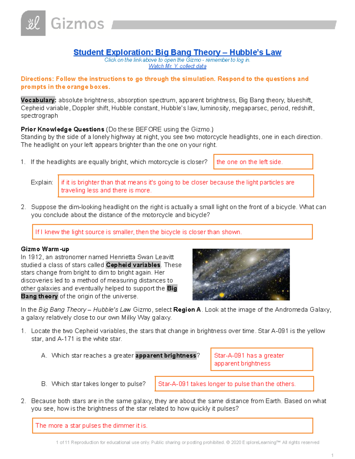 Hala Al Jalam - Gizmo Big Bang Overall - 18252824 - Student Exploration ...