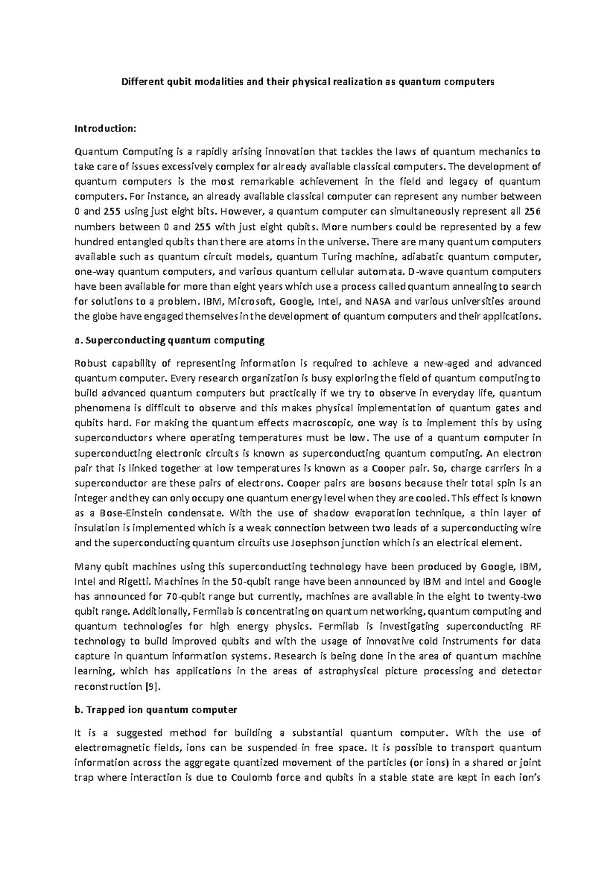 2 Qubit modalities physical realization Raw Shared - Different qubit ...