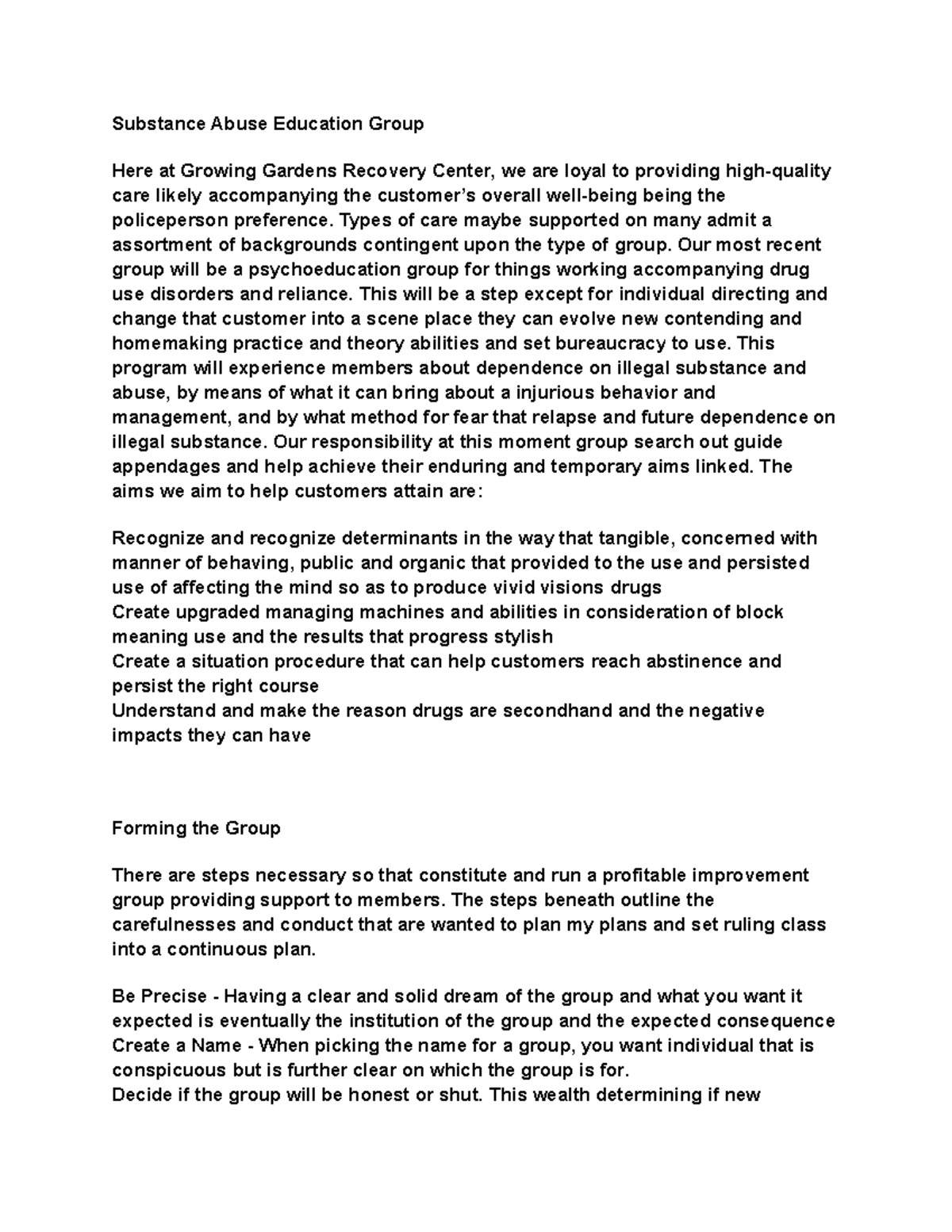 CJHS421 Project - Substance Abuse Education Group Here at Growing ...