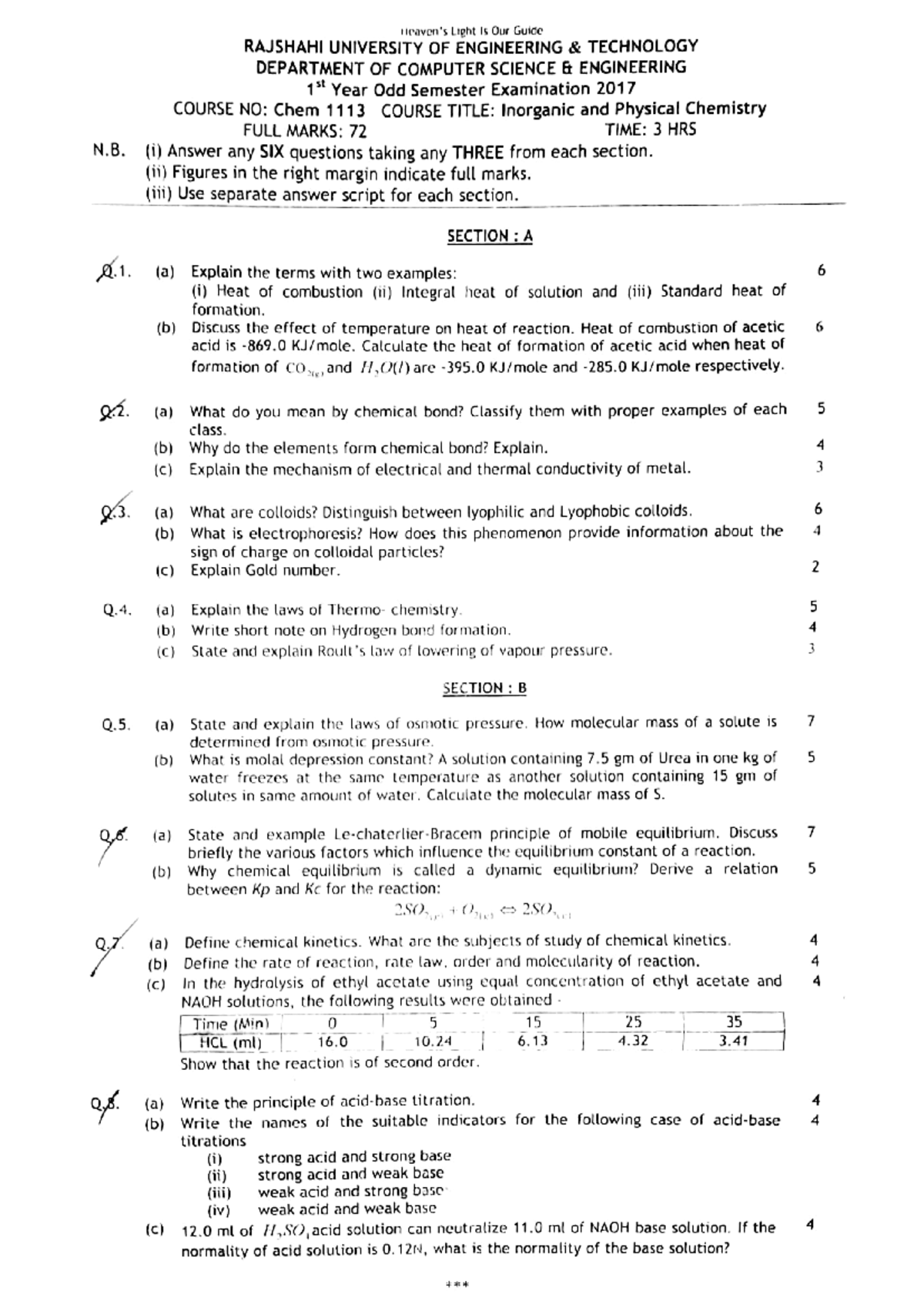 Ruet question of 1st semester - 1st semester question - Studocu