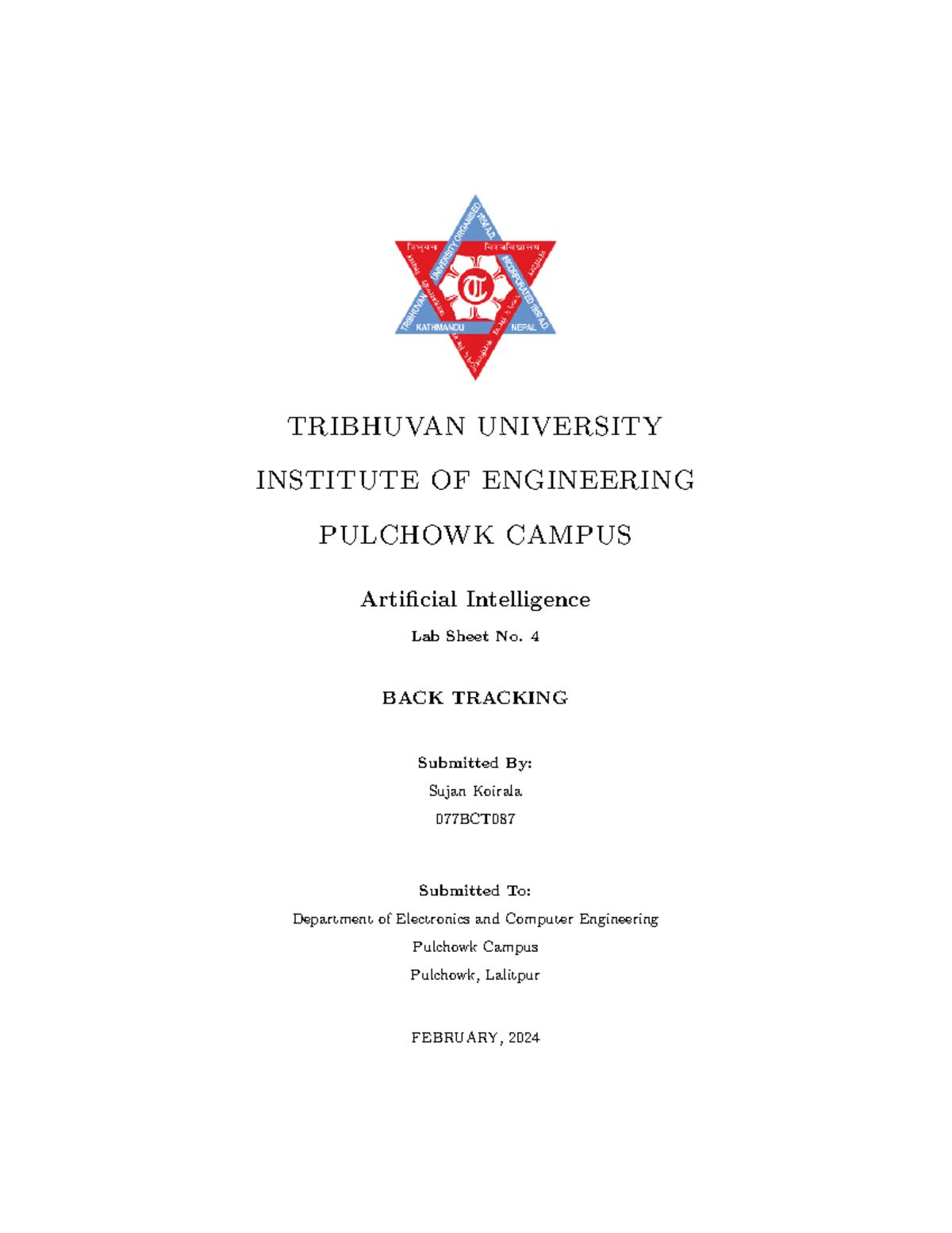 Lab of embedded system - TRIBHUVAN UNIVERSITY INSTITUTE OF ENGINEERING ...