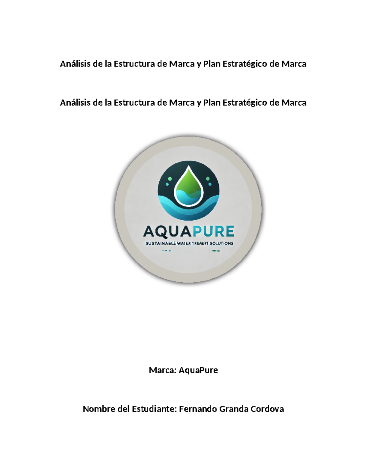 Plan Gestion Marca Aqua Pure Guia Completa - Análisis de la Estructura ...