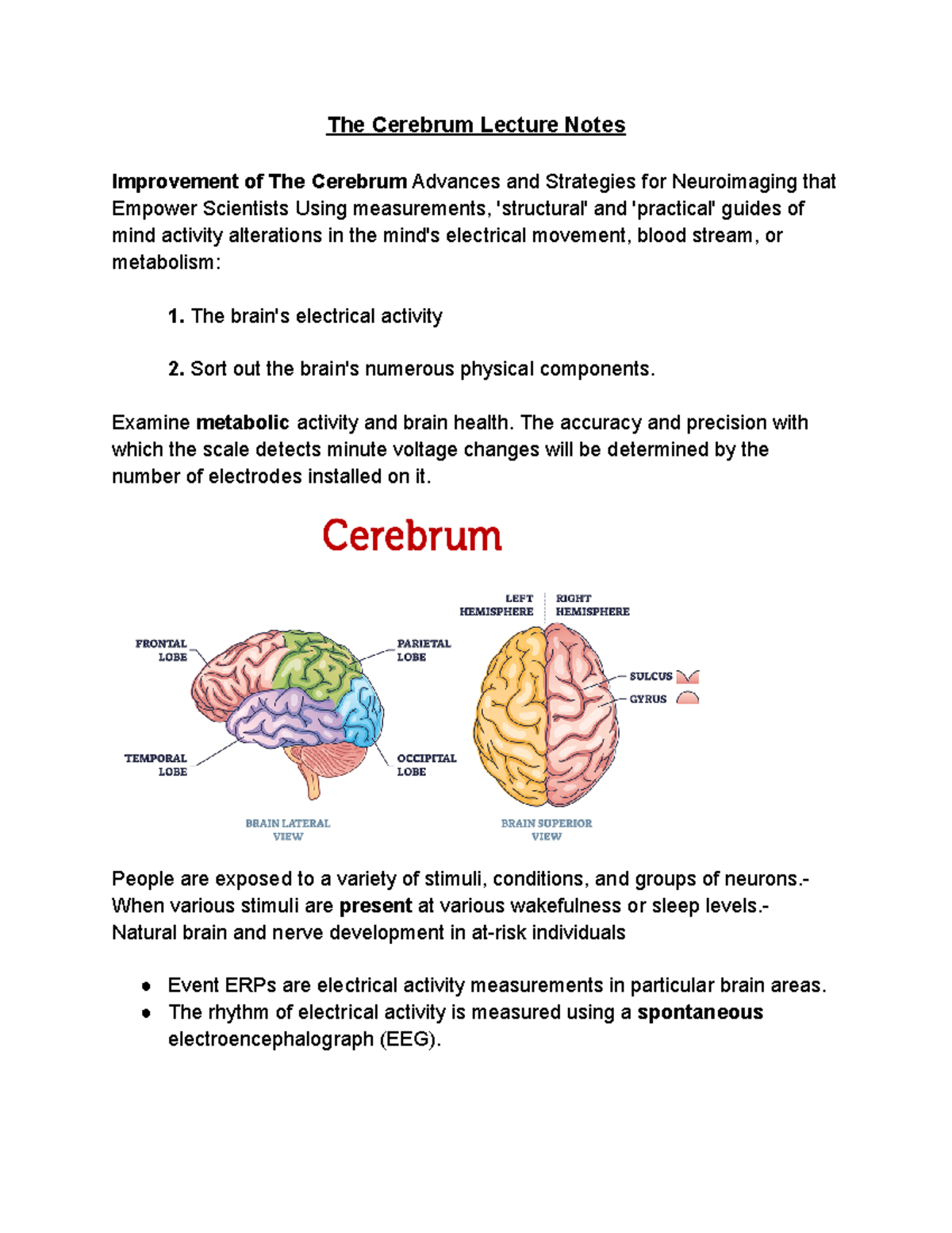 The Cerebrum Lecture Notes - The Cerebrum Lecture Notes Improvement of ...