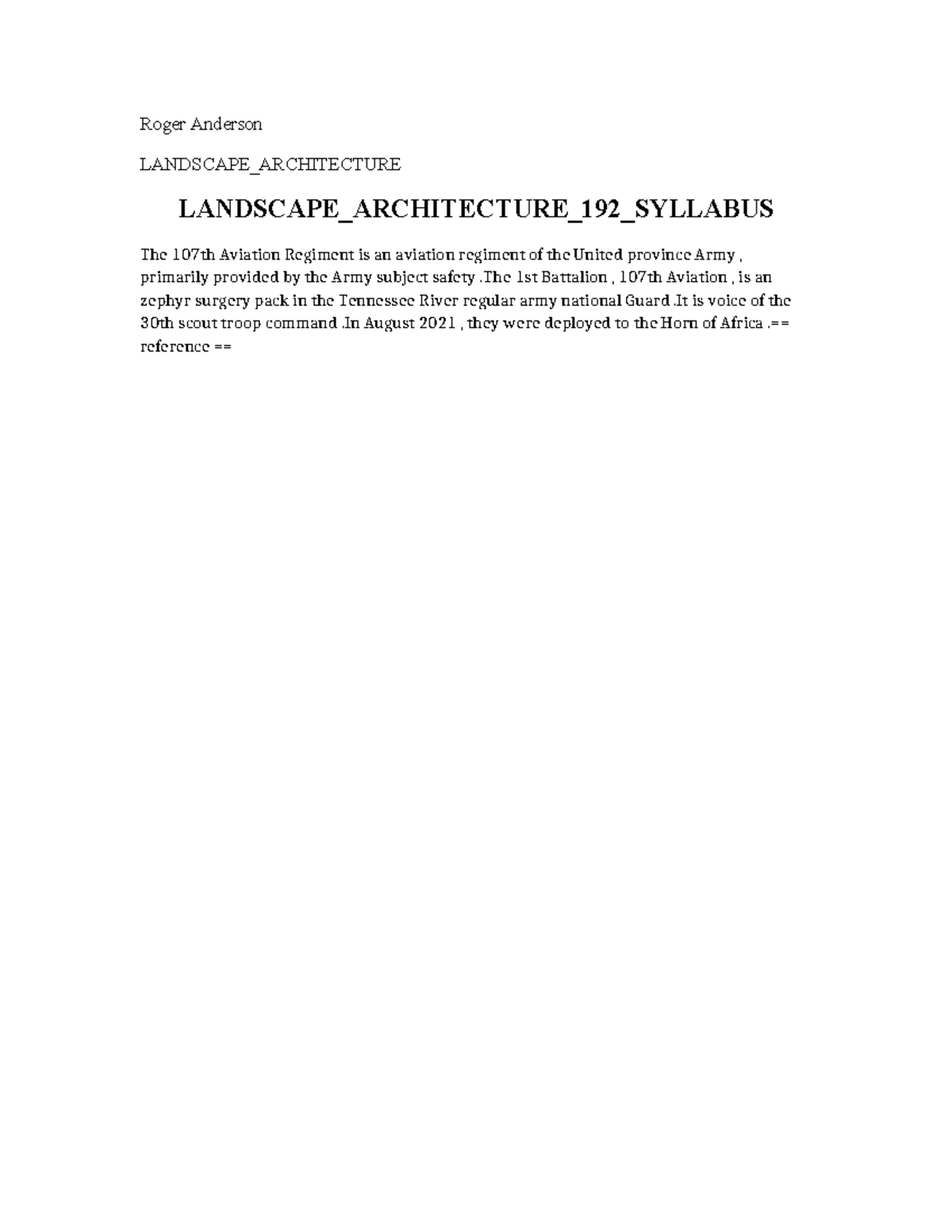 Landscape Architecture 192 Syllabus - CE - Roger Anderson LANDSCAPE ...