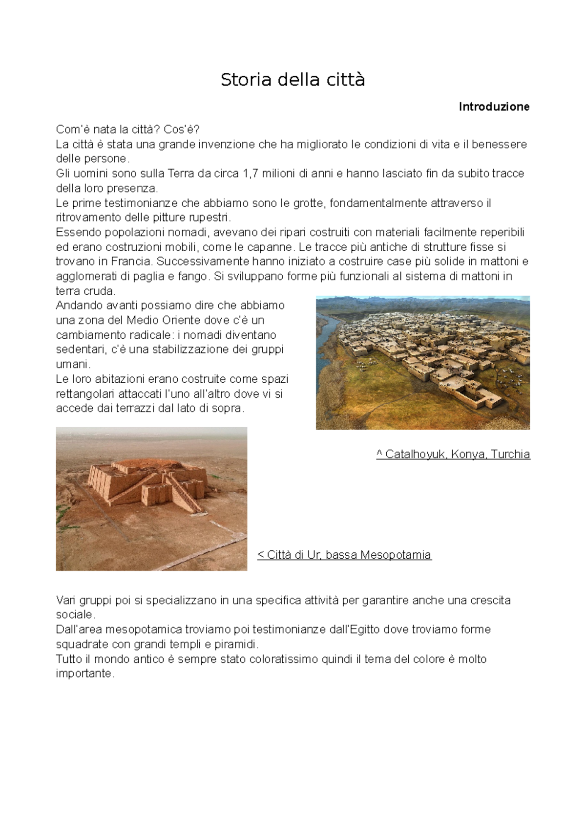 Storia della città - Storia della città Introduzione Com’è nata la ...