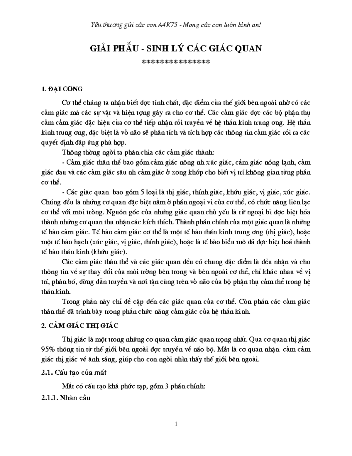 GPSL Giác quan - nope - gi∂i ph.. - sinh l ̋ c∏c gi∏c quan *************** 1. ßπi c ̈ng C ̈ th ...