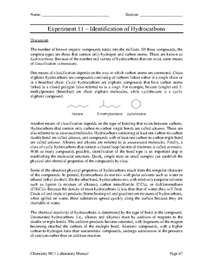 Hydrocarbon Reaction Experiment [Chemistry] - City University of New ...