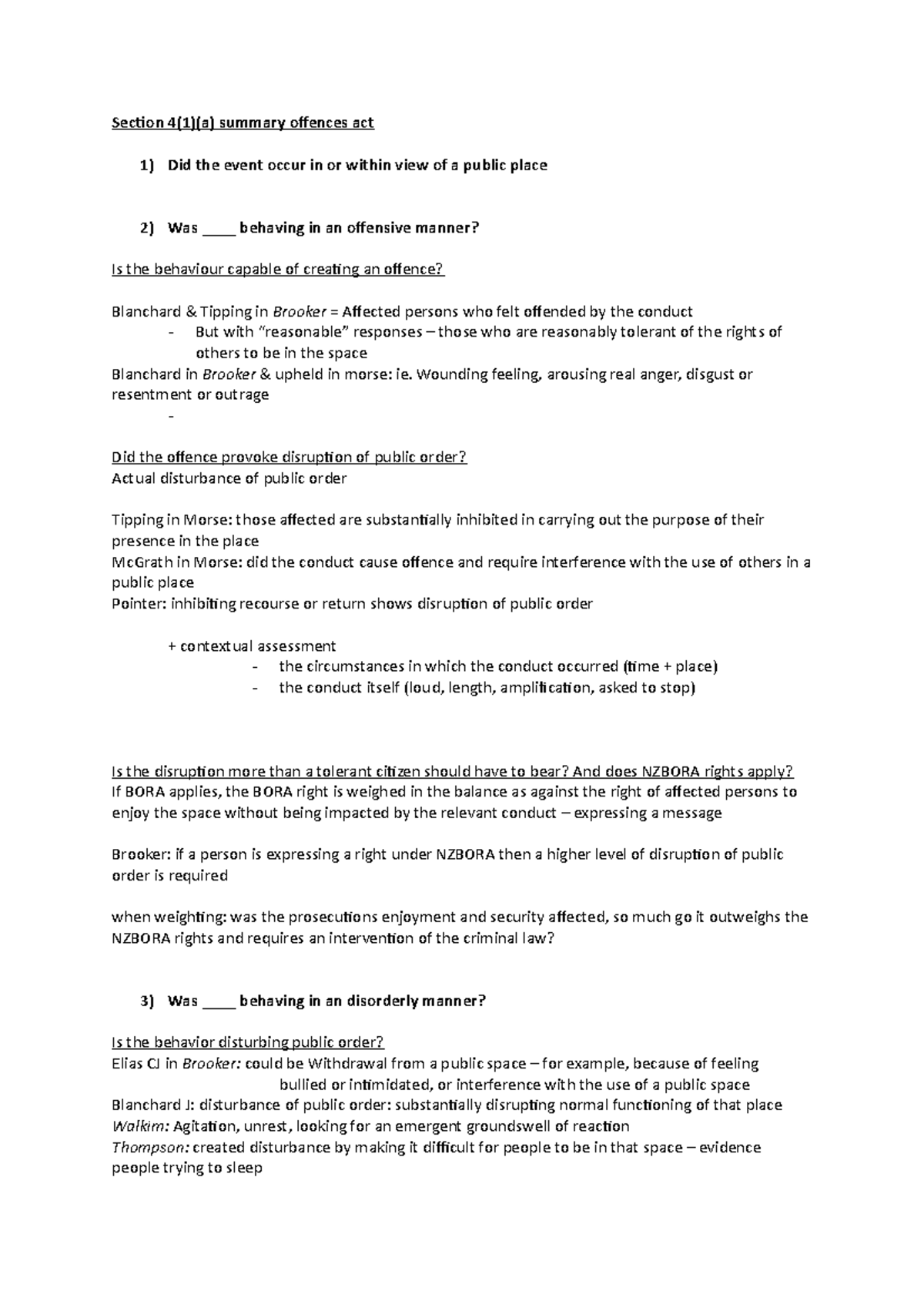 Disorderly and offensive behaviour template - Section 4(1)(a) summary ...