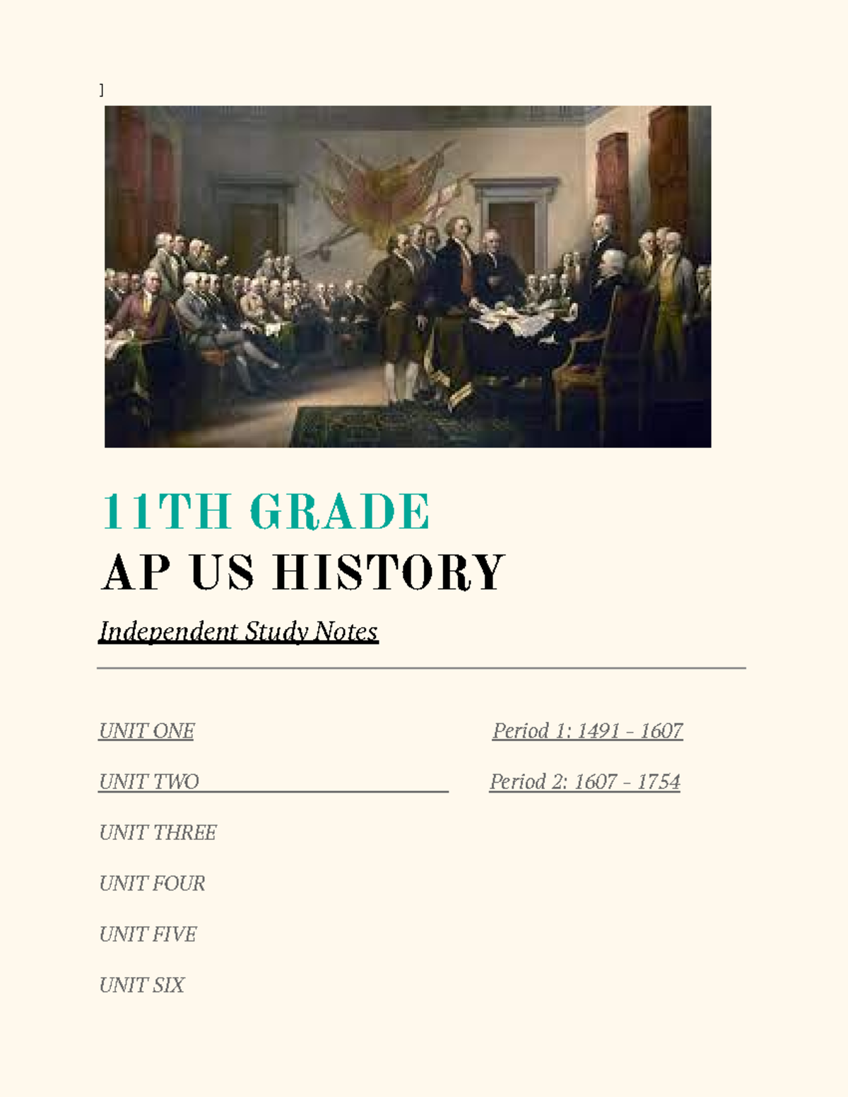 US History notes - ####### ] 11TH GRADE AP US HISTORY Independent Study ...