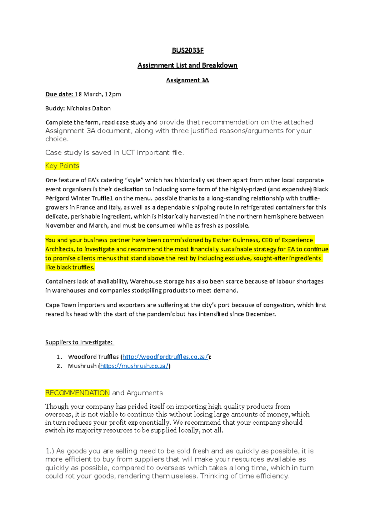 2033 Assignment breakdown - BUS2033F Assignment List and Breakdown ...