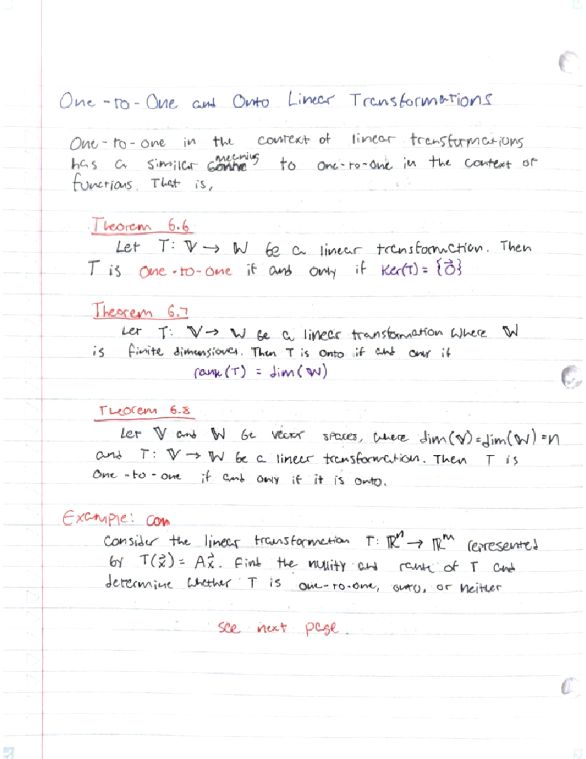 One-To-One, Onto, and Isomorphisms - MATH 2360 - Studocu