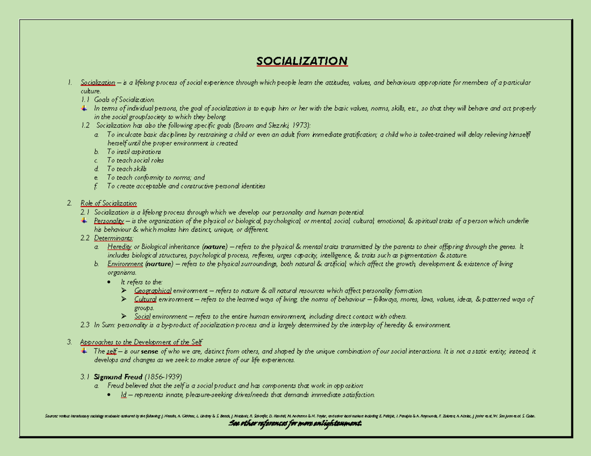 SOC100 Topic 7. Socialization - Introduction To Sociology - MSU Main ...