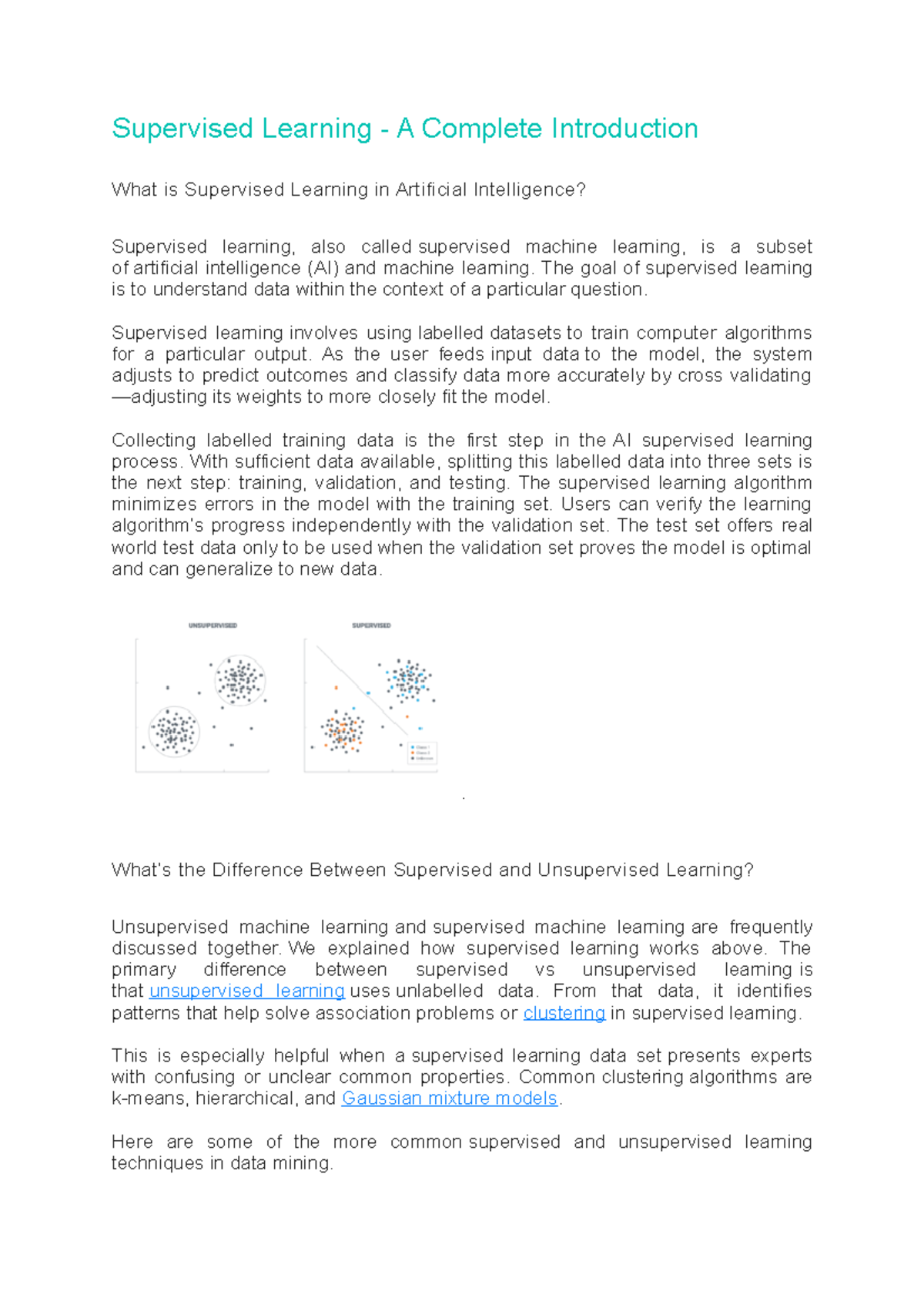 Supervised Learning - The goal of supervised learning is to understand ...