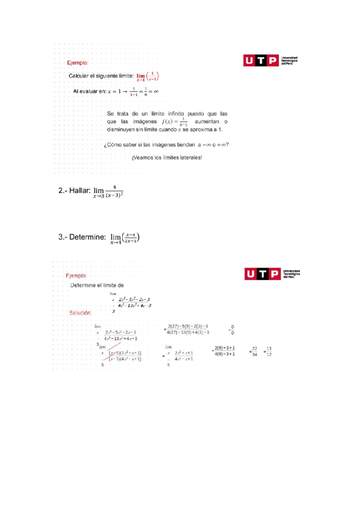 Repaso MATE 2 - SUERTE - UTP Universidad Tecnológica Ejemplo: del Perú Calcular el siguiente ...