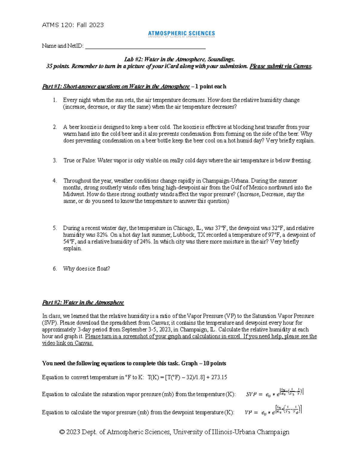 ATMS120 Lab 2 FA23-1 - ATMS - Name and NetID ...