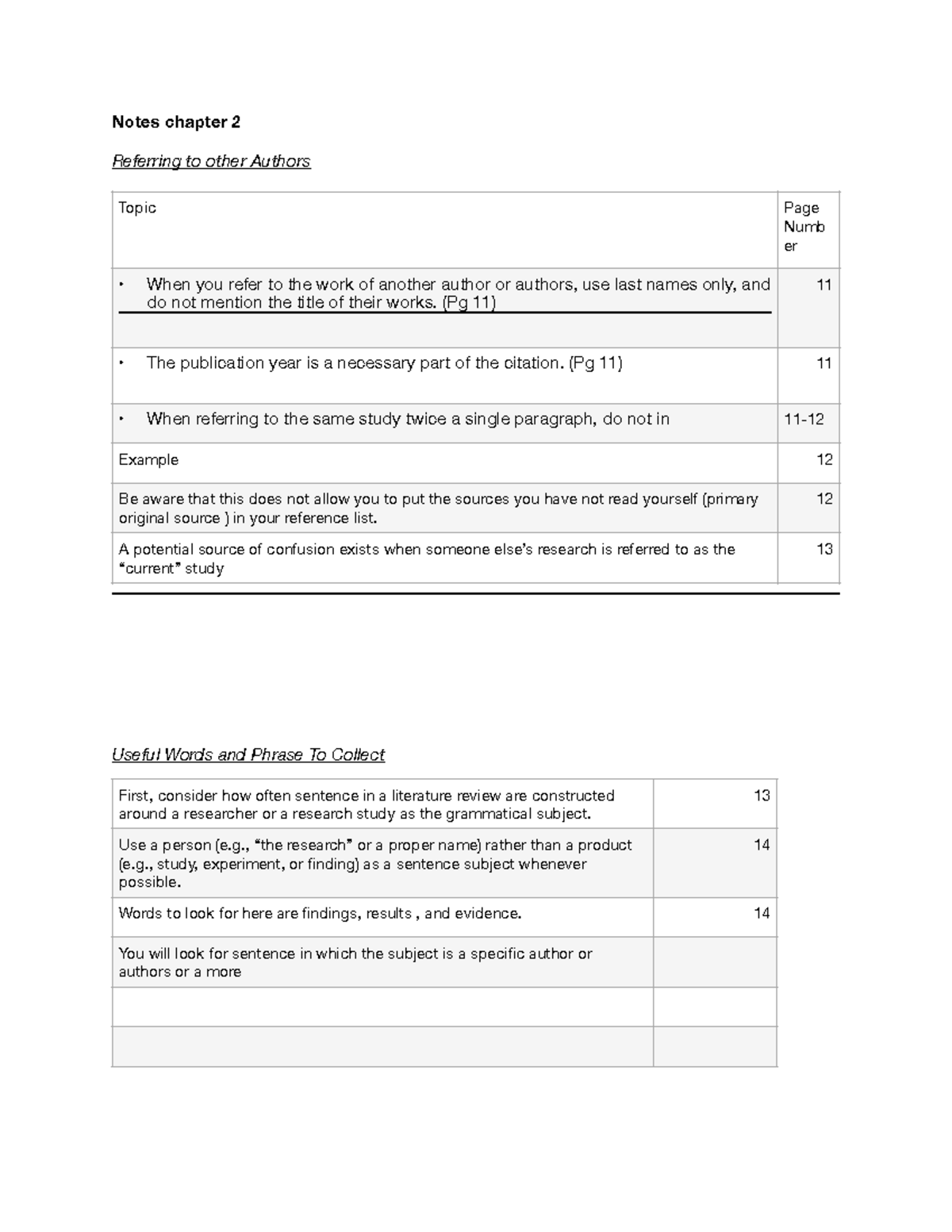 Study referrence - Notes chapter 2 Referring to other Authors Useful ...