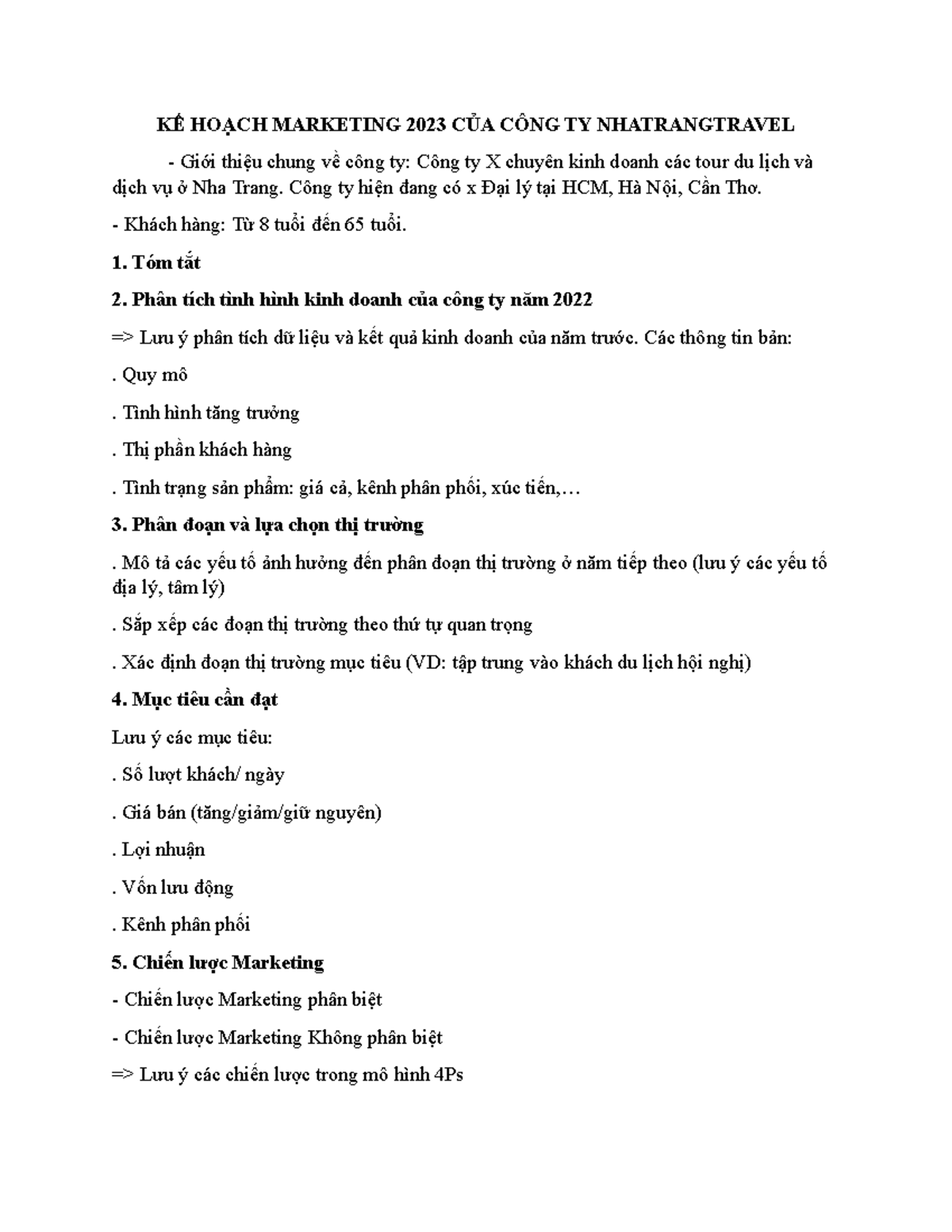 Yêu-cầu-chung - dfhfh - KẾ HOẠCH MARKETING 2023 CỦA CÔNG TY ...
