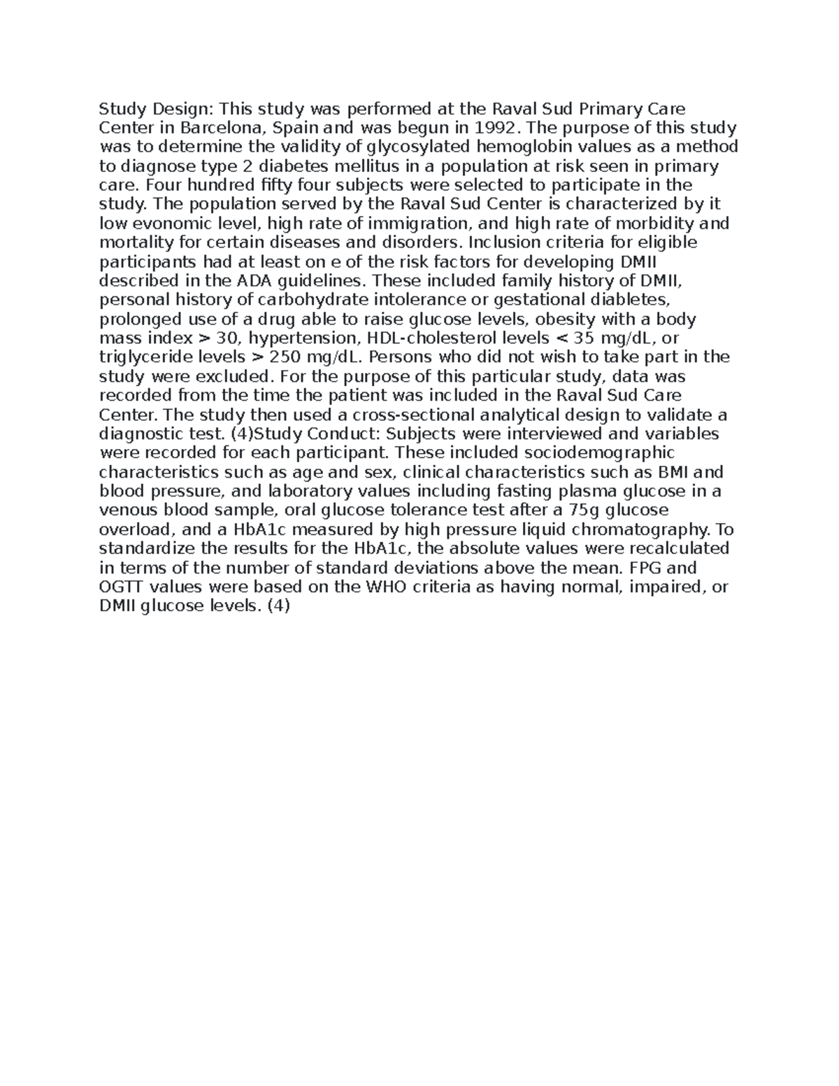 2567 - nursing essay - Study Design: This study was performed at the Raval Sud Primary Care ...