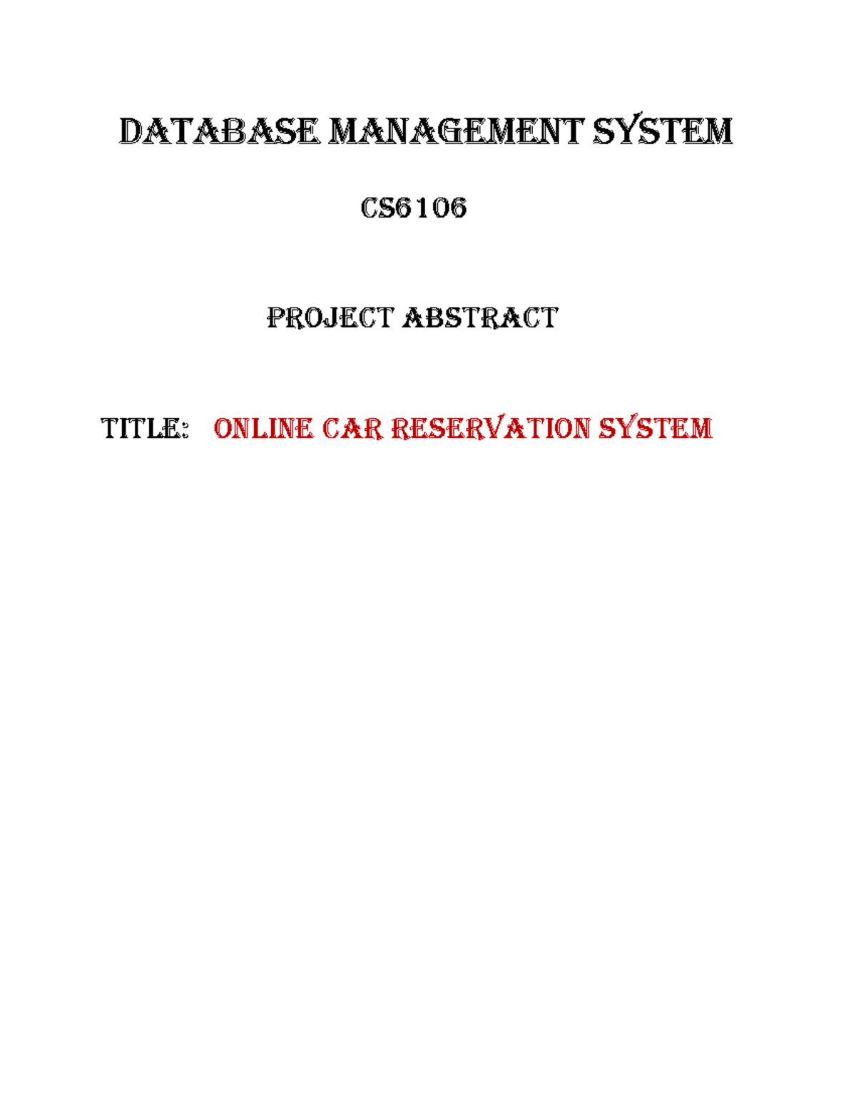 DBMS ER diagram - DATABASE MANAGEMENT SYSTEM CS PROJECT ABSTRACT TITLE ...