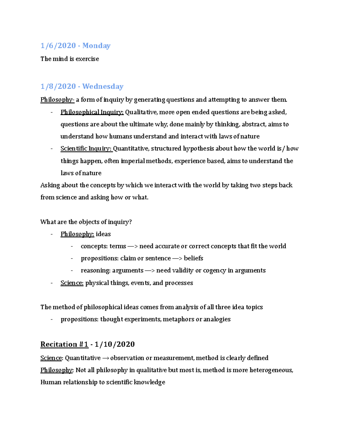 Mind and Med Notes - 1/6/2020 - Monday The mind is exercise 1/8/2020 ...