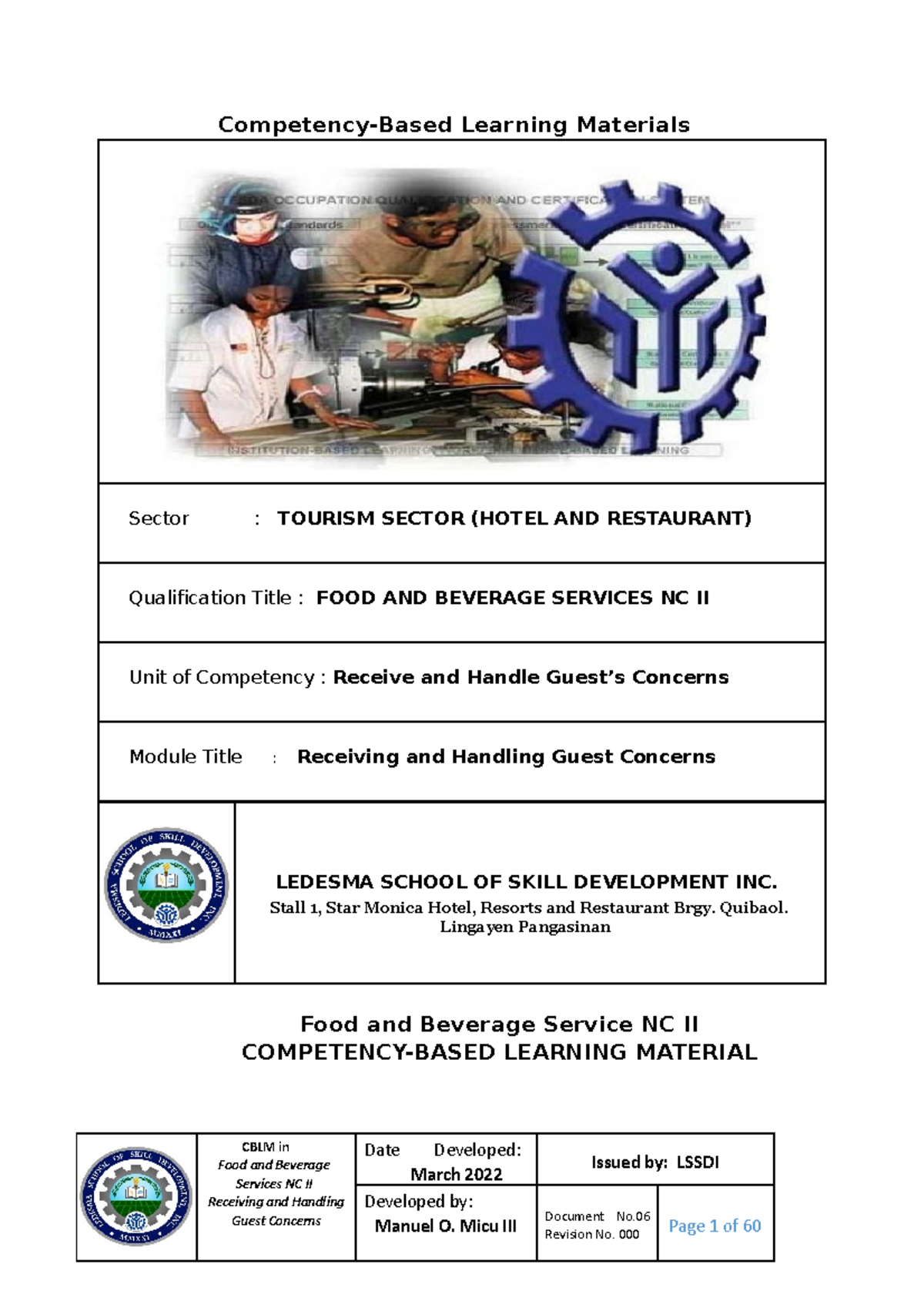 6 CBLM-FBS-LO6- Receiving-AND- Hndling- Guest- Concerns - Competency-Based Learning Materials ...