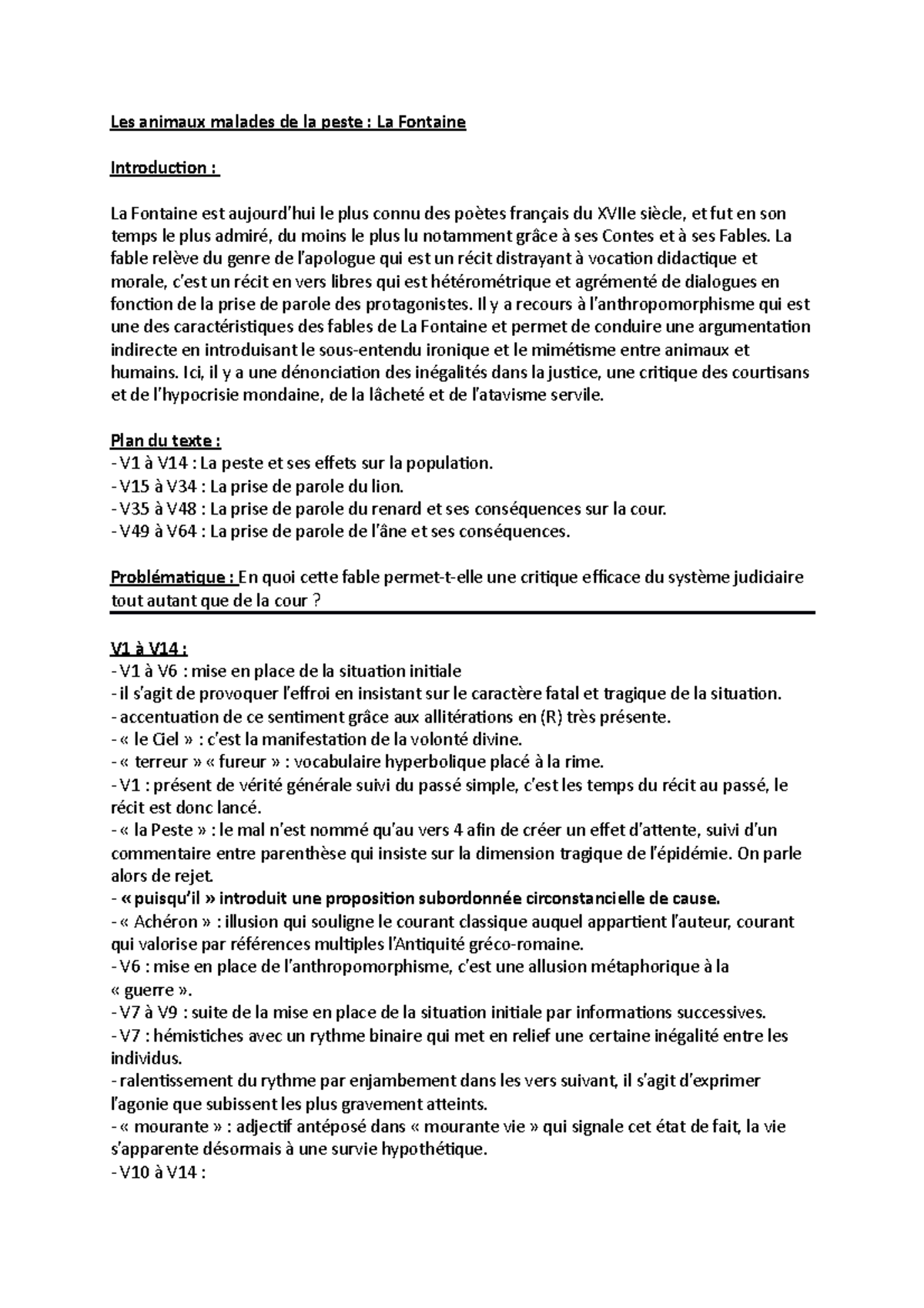 BAC Texte Les animaux malades de la peste La Fontaine - Les animaux ...
