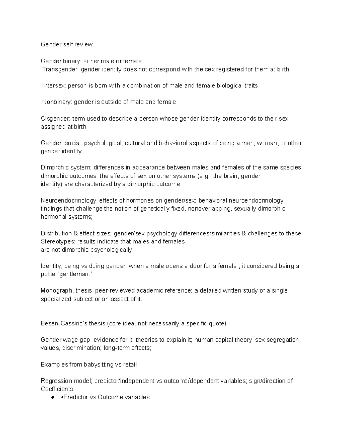 Gender self review - Gender self review Gender binary: either male or ...