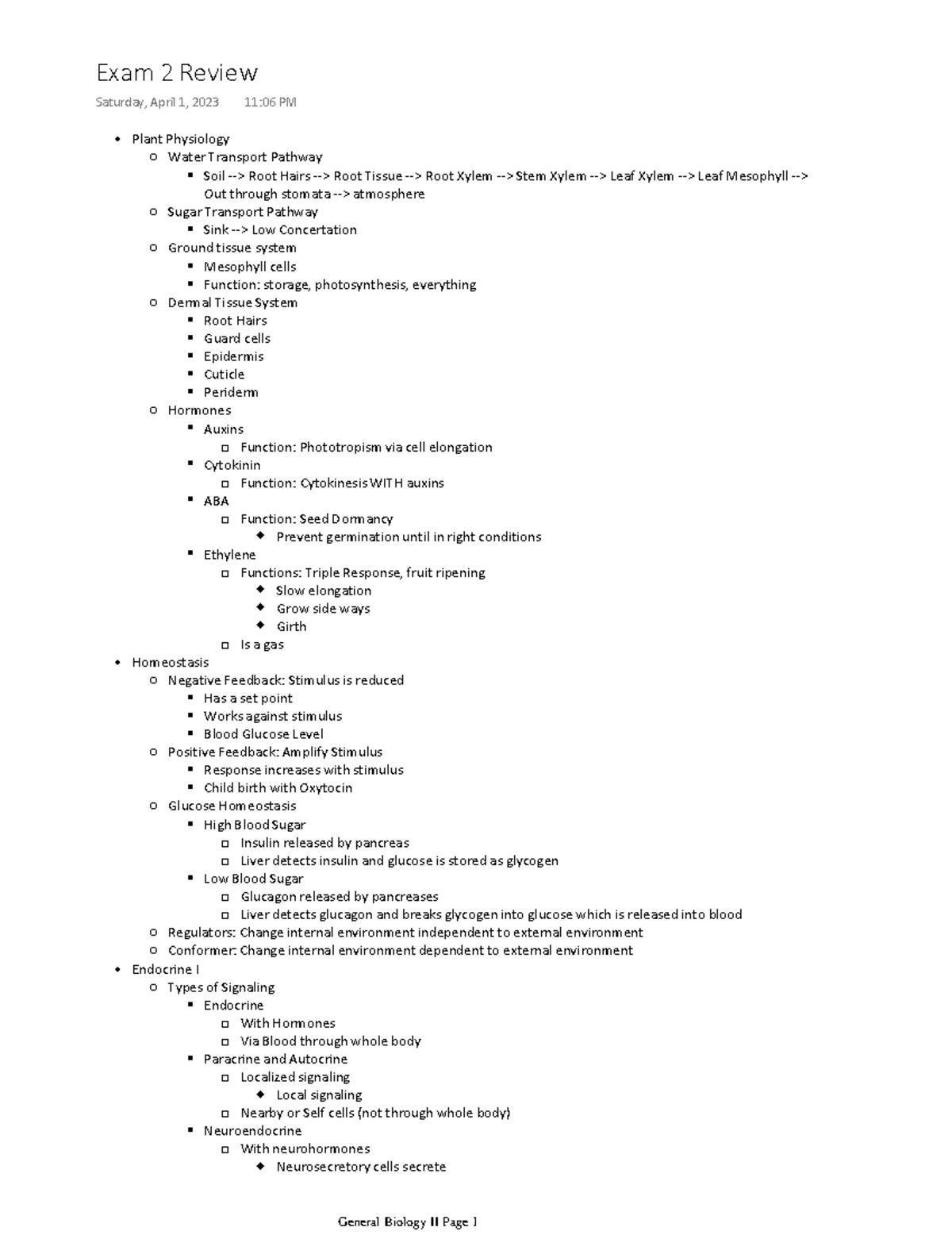 Exam 2 Review - Plant Physiology Water Transport Pathway Soil -> Root ...
