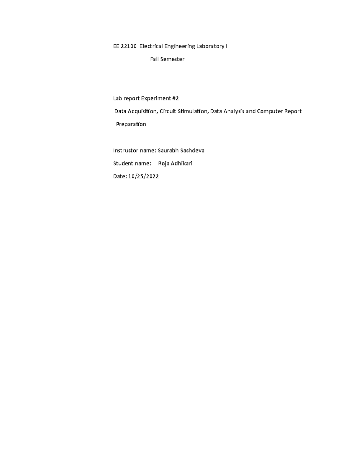 Lab 2 ee221 - This lab is related to data acquisition, circuit ...