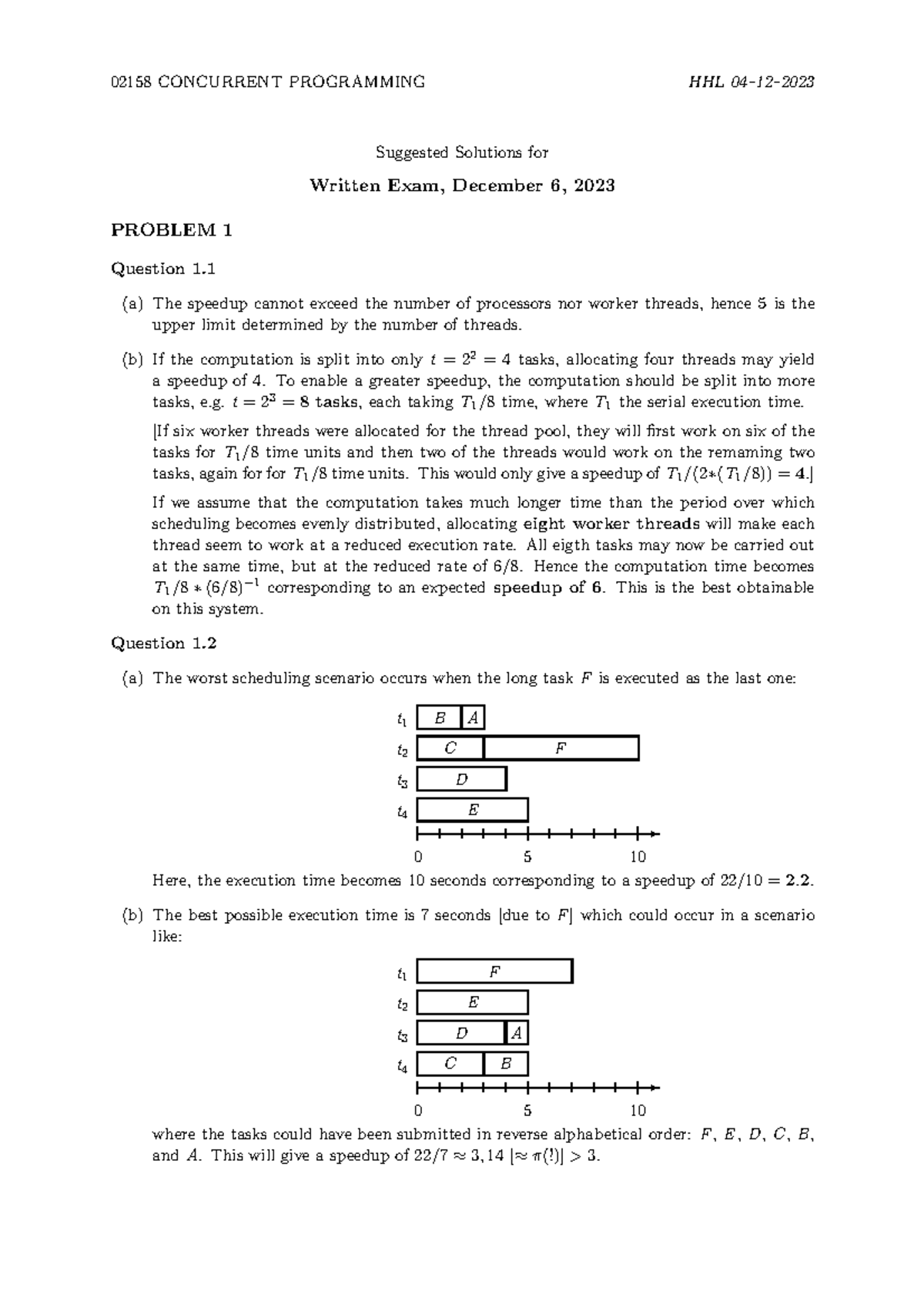 Exam 2023 Solutions - 02158 CONCURRENT PROGRAMMING HHL 04–12– Suggested Solutions for Written ...