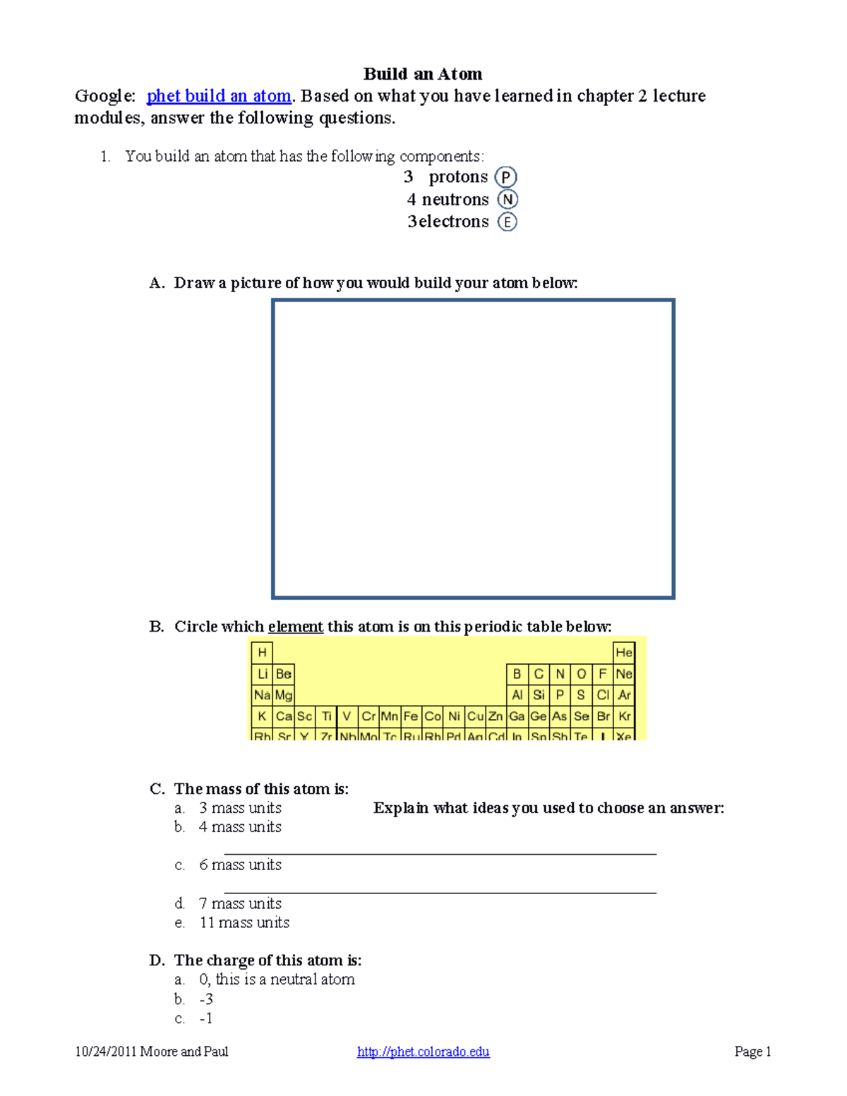 Build an atom activity-short-version 1 - Build an Atom Google: phet ...